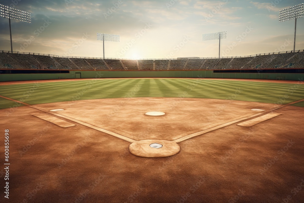 Baseball field, stadium, sport concept, digital illustration ...