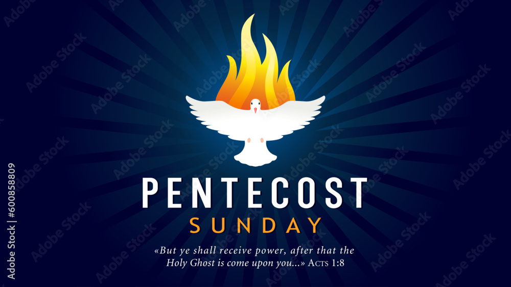 Pentecost Sunday, pigeon Holy Spirit in flame. But ye shall receive ...