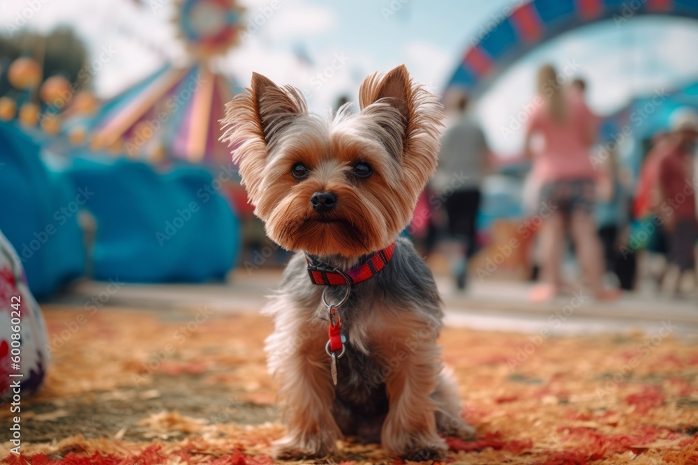 Full-length portrait photography of an aggressive yorkshire terrier ...