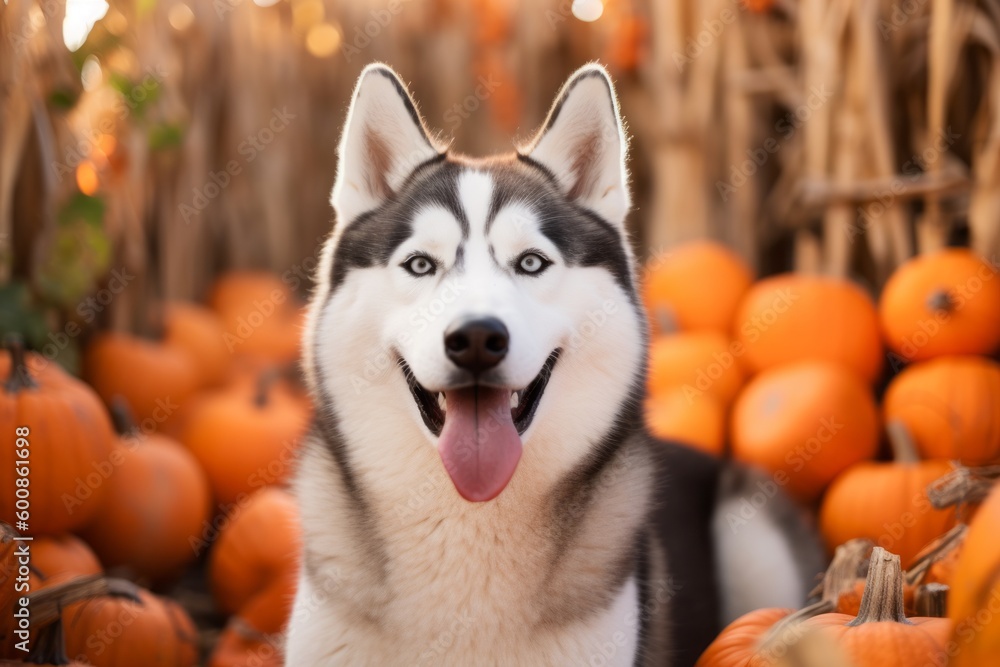 Lifestyle portrait photography of a happy siberian husky scratching ...