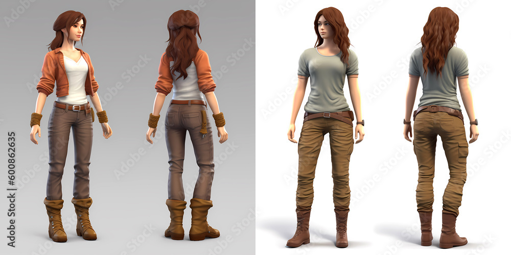 Game Development Female Character Design Concept. Casual style clothes ...