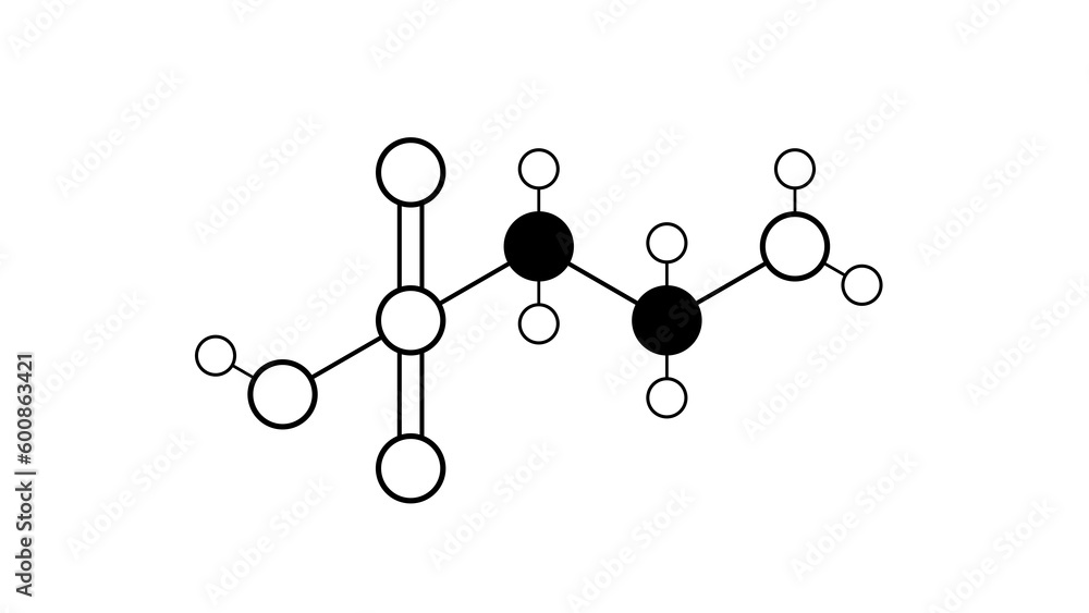 taurine molecule, structural chemical formula, ball-and-stick model ...