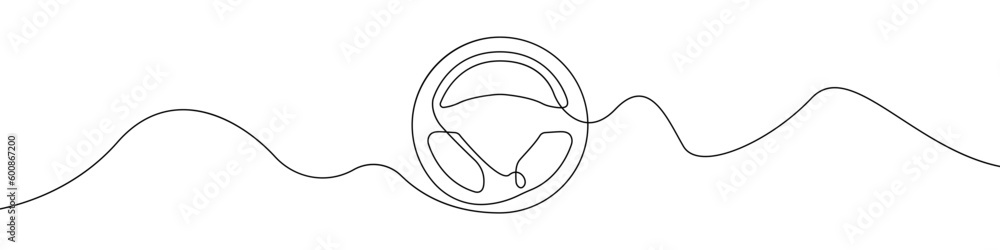Steering wheel sign line continuous drawing vector. One line Steering ...