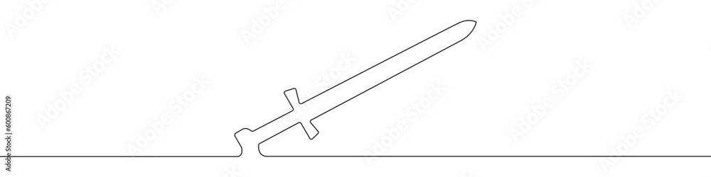 Sword sign line continuous drawing vector. One line Sword vector ...