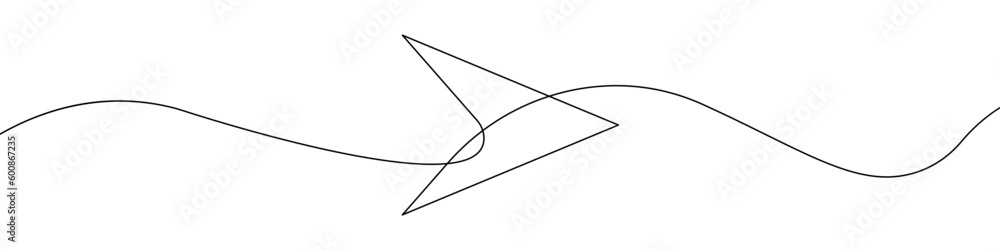 Arrow, cursor sign line continuous drawing vector. One line Arrow ...