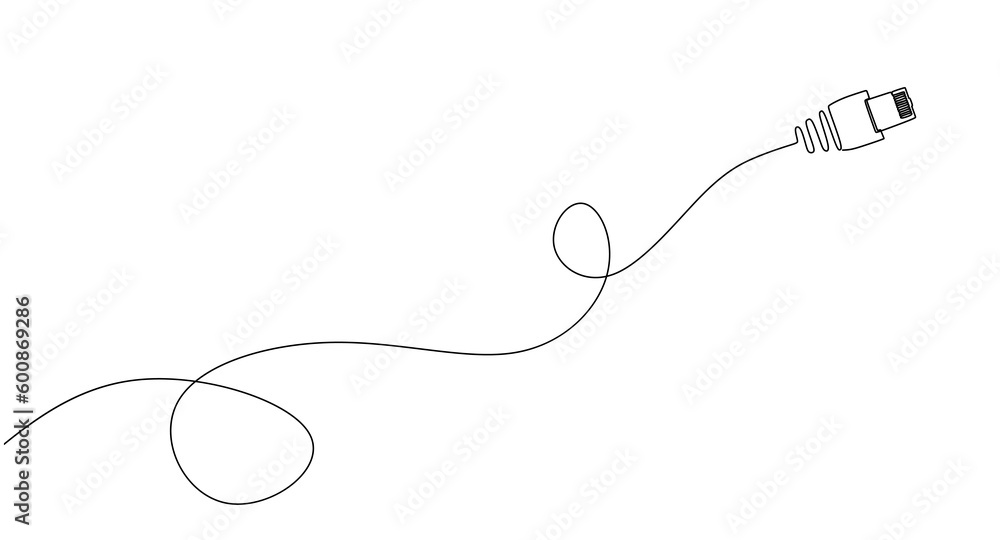 Ethernet network cable One line drawing on white background. One ...