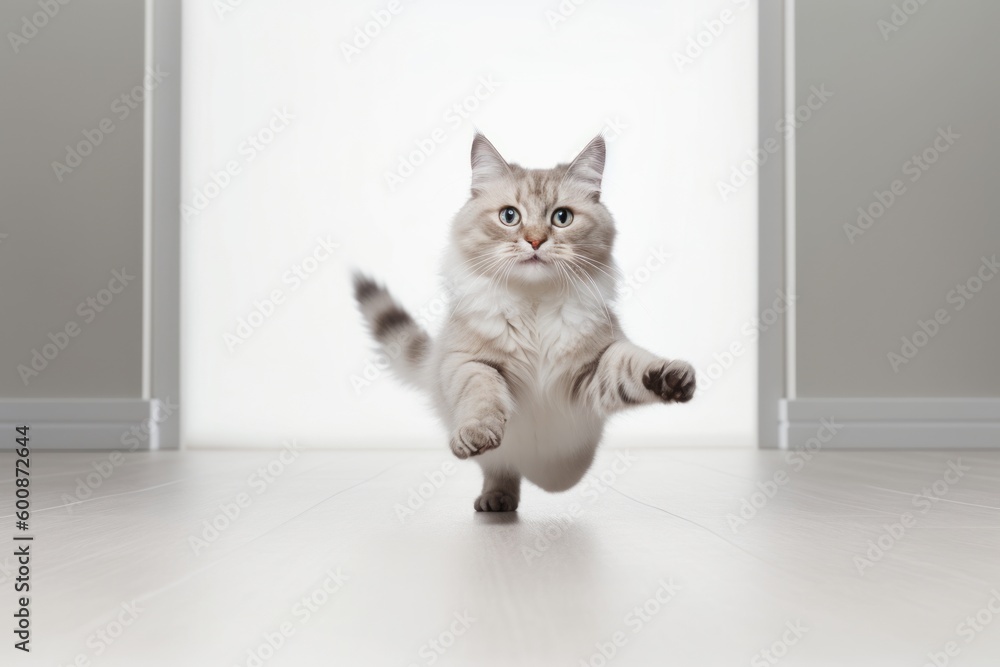 Full-length portrait photography of a smiling neva masquerade cat ...