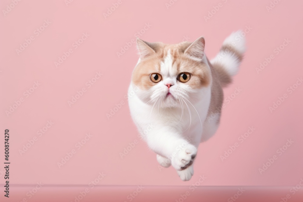 Full-length portrait photography of an angry exotic shorthair cat ...