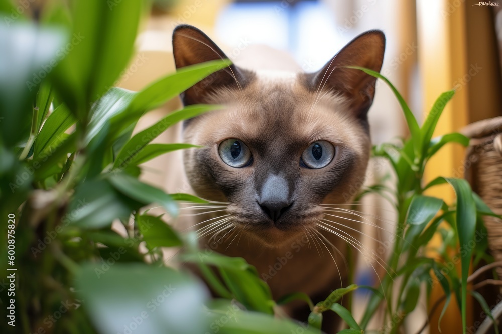 Headshot portrait photography of a happy burmese cat hopping against an ...