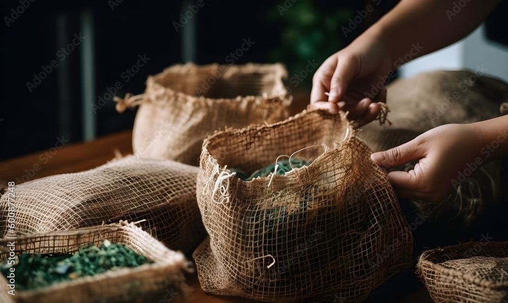 Eco vendor go green packaging parcel carton box in net zero waste store ...