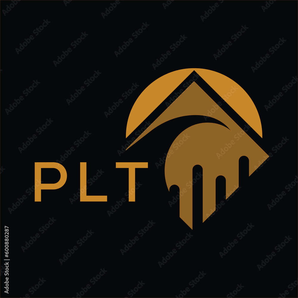 PLT golden color letter logo. PLT golden image on black background ...