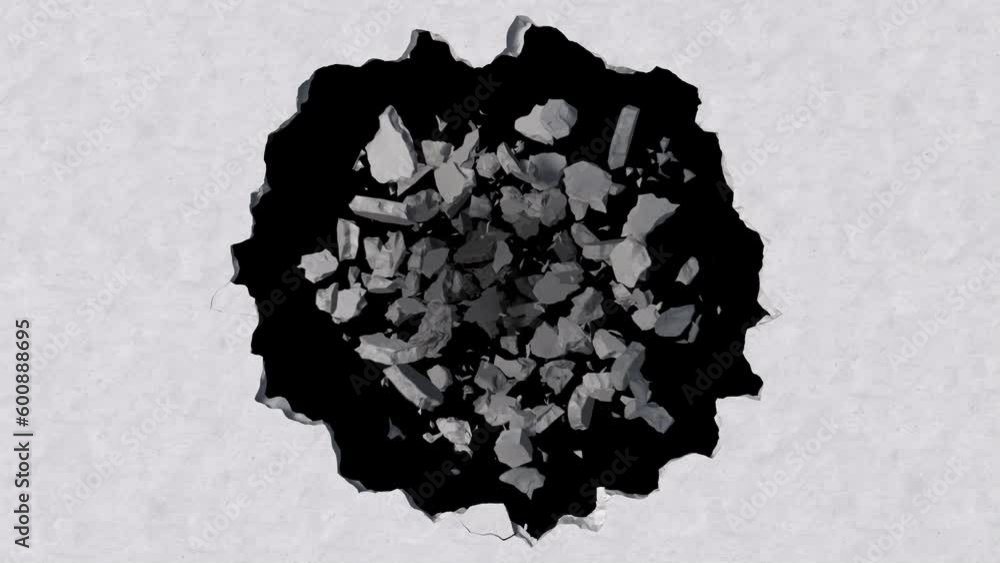 ground destructions falling into the darkness.4k animation render with ...