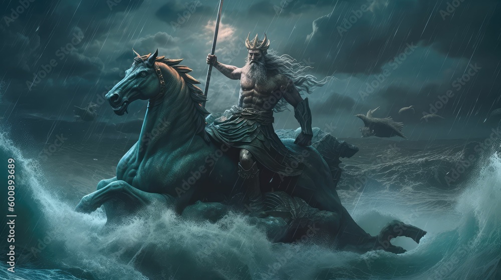 Poseidon, the Powerful Greek God of the Sea and Water by Generative AI ...