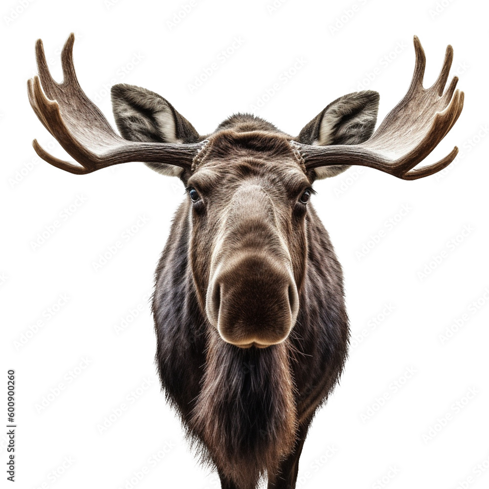 moose face shot isolated on transparent background cutout Stock ...