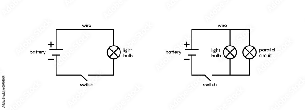 Simple circuit diagram icon. Parallel and series circuit diagram. Stock ... Simple circuit diagram icon. Parallel and series circuit diagram. Stock ...