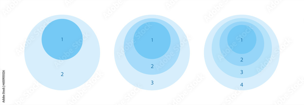 Diagram template set icon. 3 stacked concentric circles diagram ...