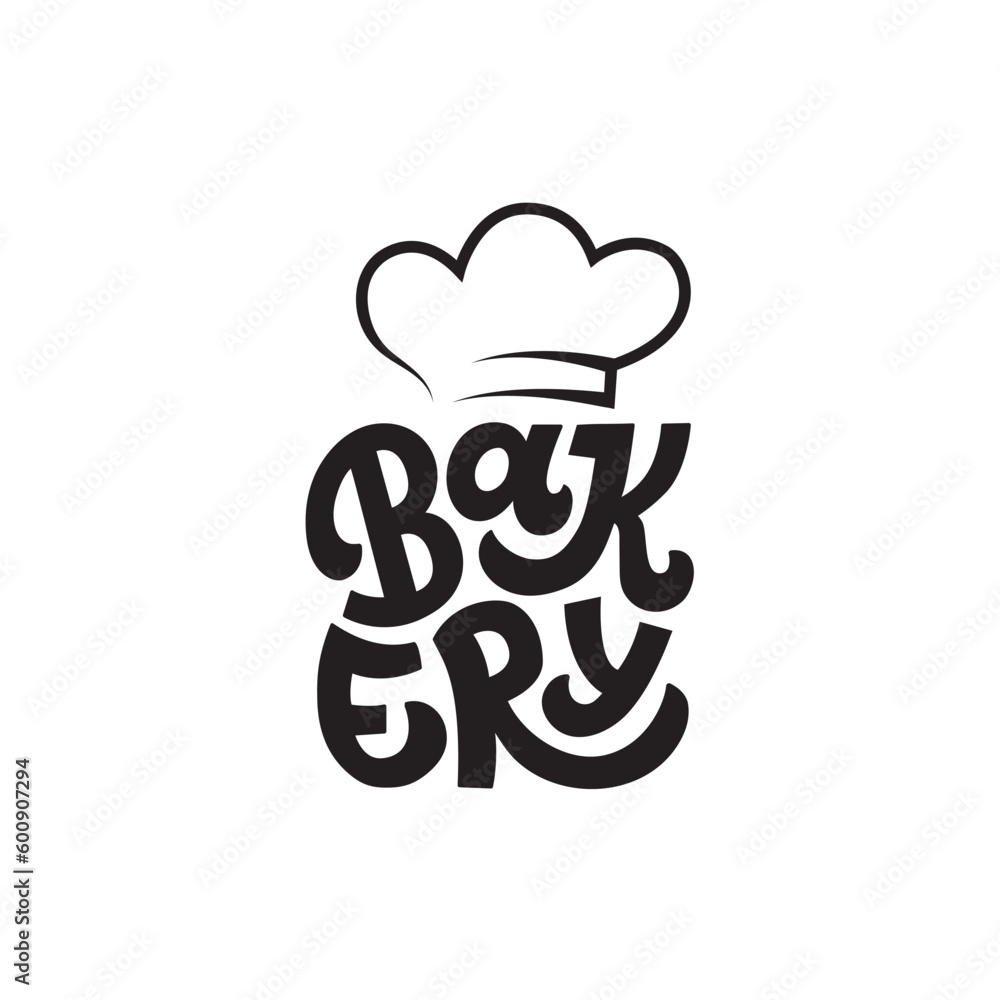 Bakery logo, hand drawn text. Hand lettering typography, mono line ...