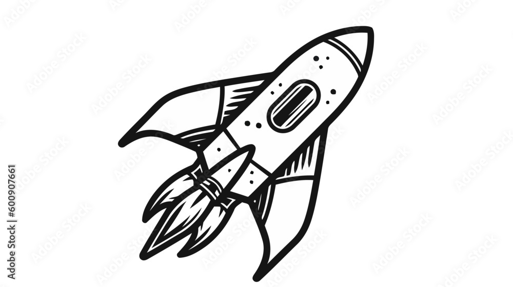 Cartoon rocket space ship take off, isolated vector illustration ...
