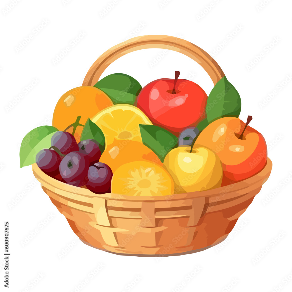 Fresh organic fruits basket Stock Vector | Adobe Stock