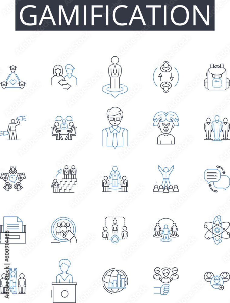 Gamification line icons collection. Encryption, Firewall, Malware, Hacking, Passwords, Phishing ...