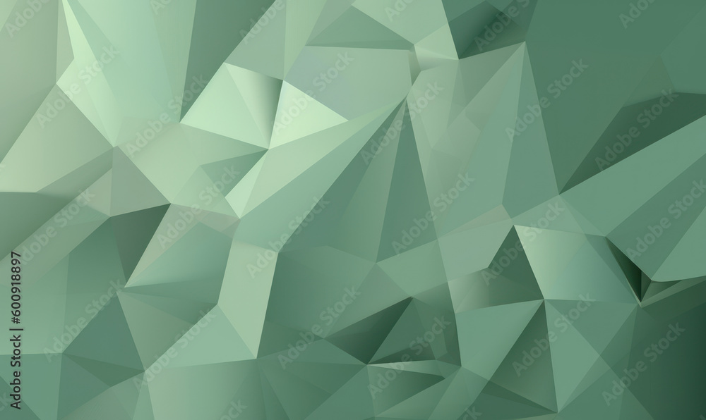 Abstract sage color background or wallpaper with polygons, triangles or ...
