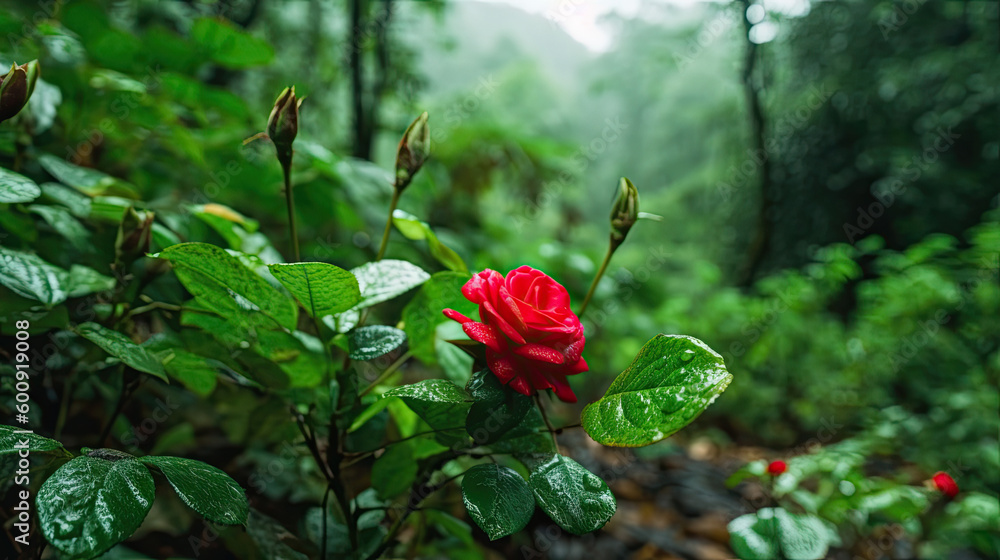 High Detail Photo of Red Rose Focused Background HD Rainforest ...