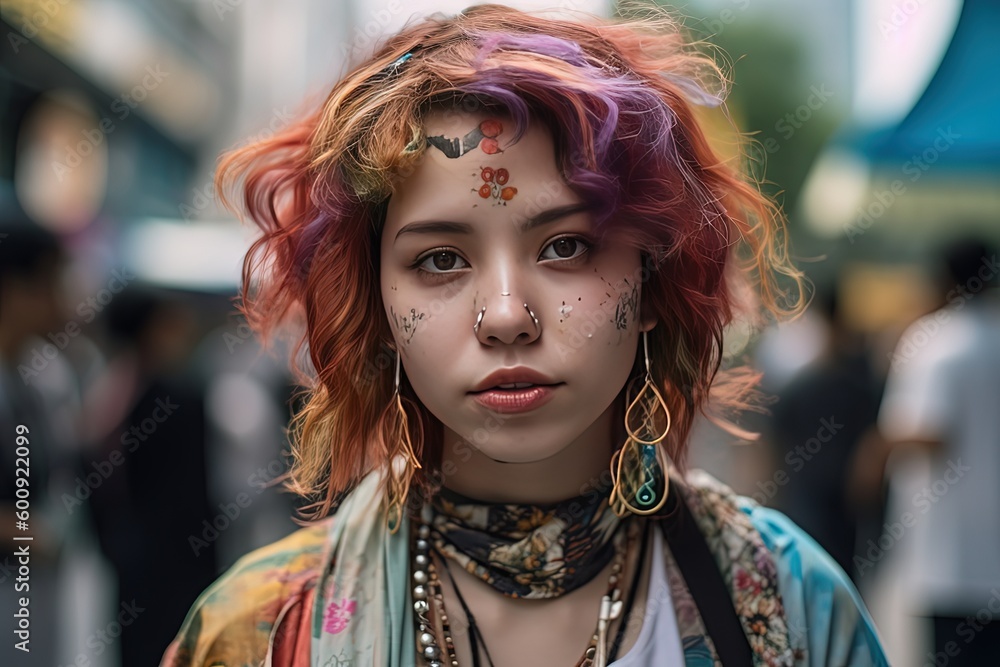 beautiful woman portrait, Japanese girl wearing mix modern contemporary ...