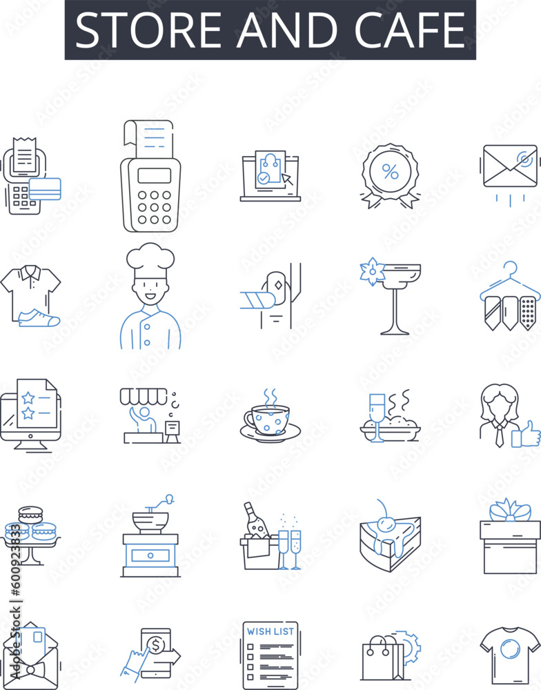 Store And Cafe Line Icons Collection Efficiency Optimization