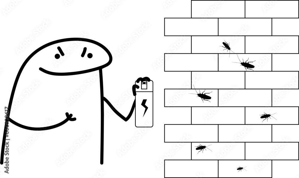 Meme internet: flork. Exterminating a cockroach using poison spray. The ...