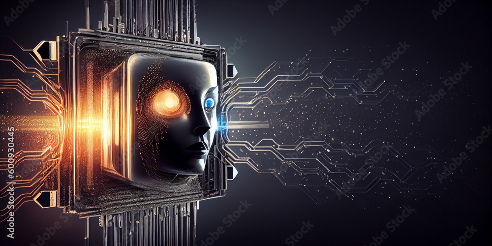 interface with artificial intelligence and cybernetic brain - the head ...