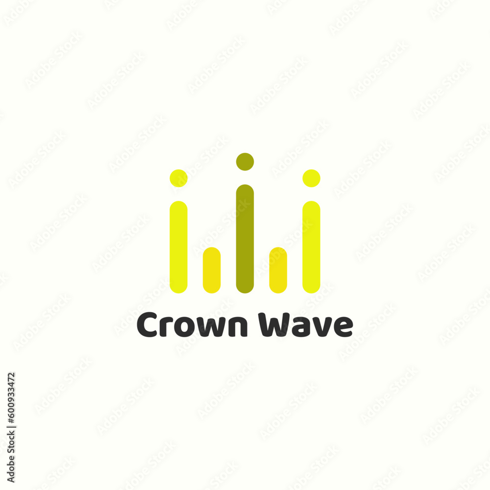 Sound spectrum logo in the shape of a crown and the letter W. Perfect ...