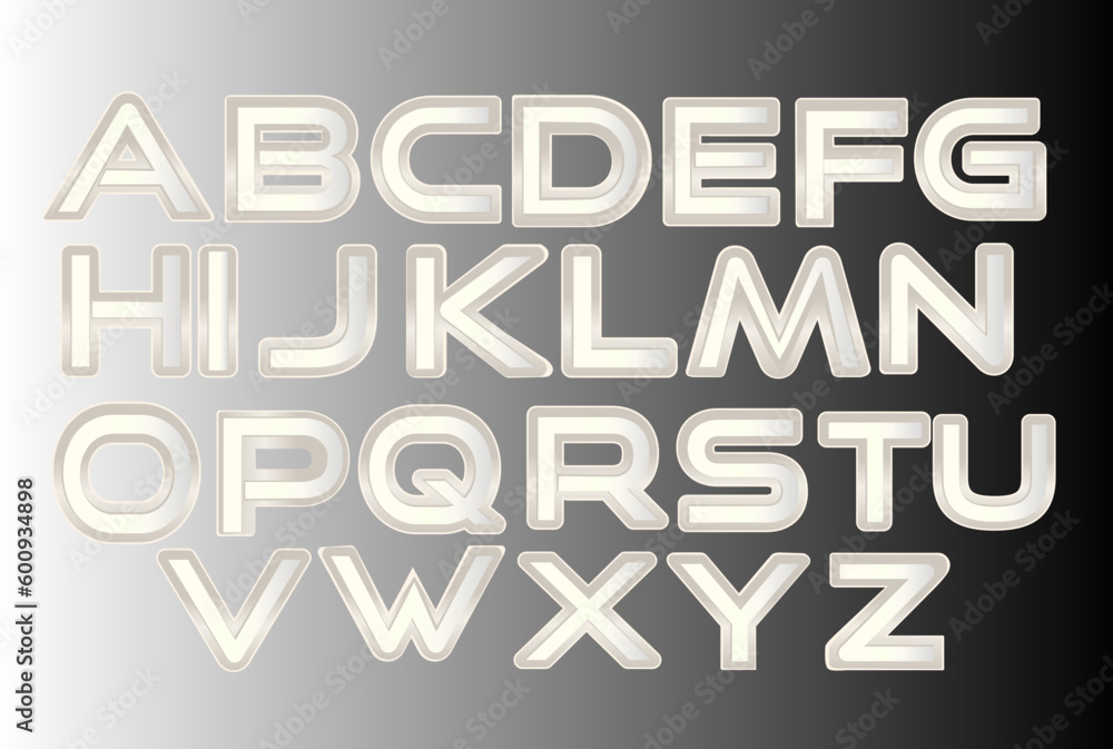silver metal alphabet letters set Stock Vector | Adobe Stock