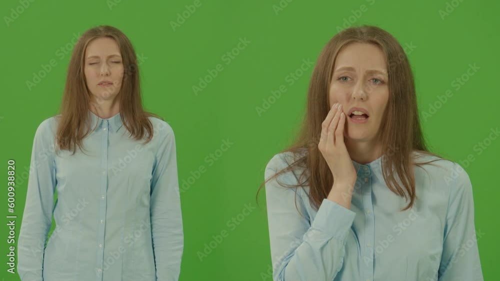 2-in-1 Split Green Screen Montage. Green Screen. Chroma Key. Woman in a ...