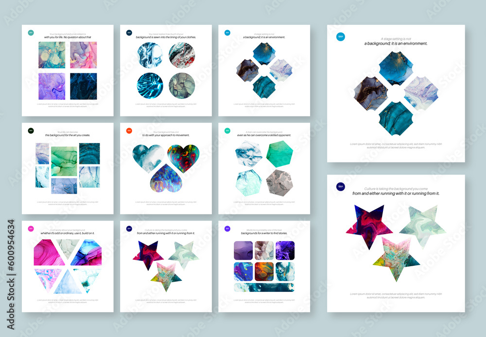 Fluid Background Post Design Layout with Unique Shapes Stock Template ...