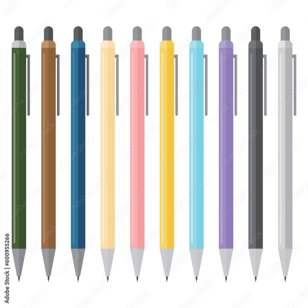 Colorful mechanical pencil vector illustration on white background ...