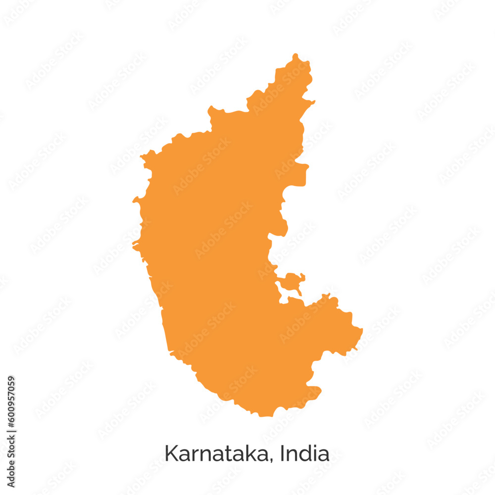 Karnataka state, India modern map on white background. Vector ...