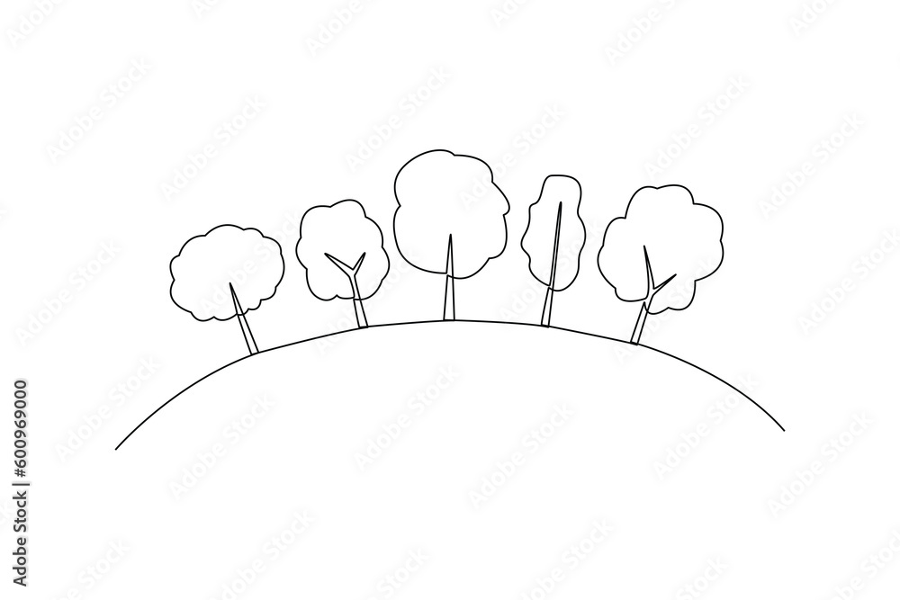 Continuous one line drawing earth and tree. World environment day ...