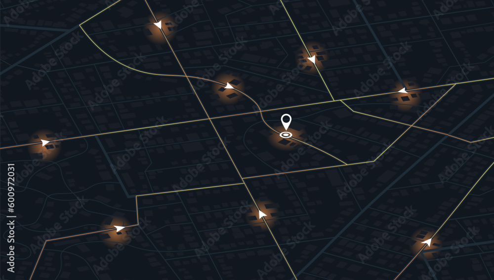 Navigate mapping technology dashboard GPS tracking map, showing ...