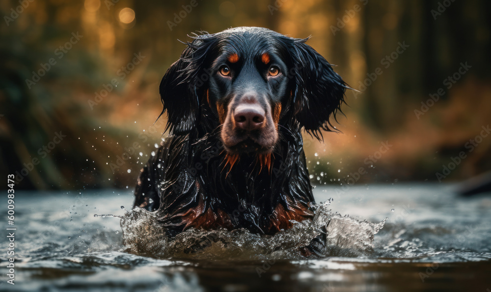 Photo of Gordon setter, breathtaking & dynamic portrait, captured in ...