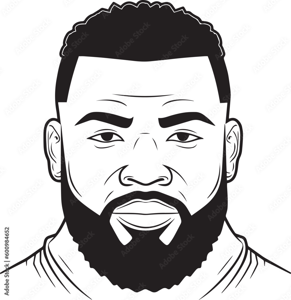 Vetor de African man head in cartoon style, anime man head, coloring ...