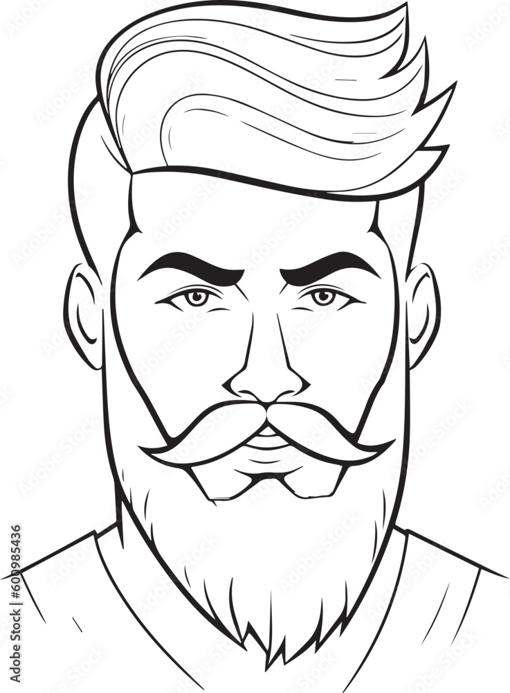 Vetor de Anime man head in cartoon style, anime man, coloring page ...