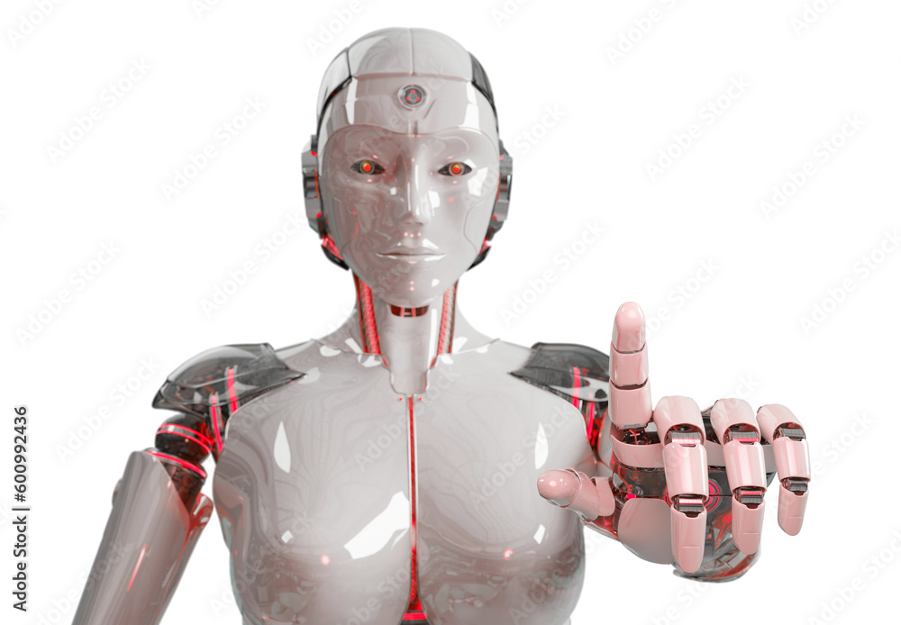 Isolated woman robot using artificial intelligence. Futuristic cyborg ...