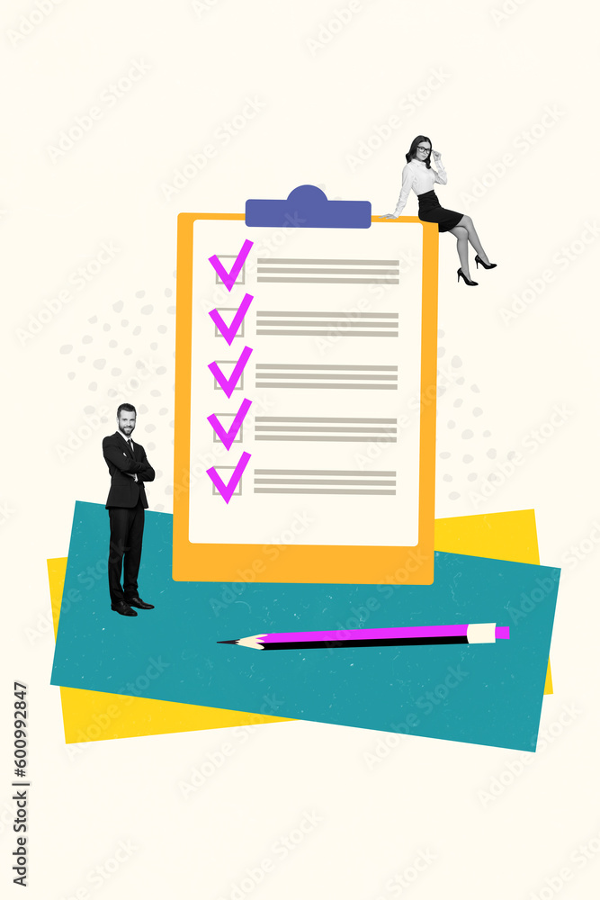 Magazine picture template collage of partners people lady guy doing ...