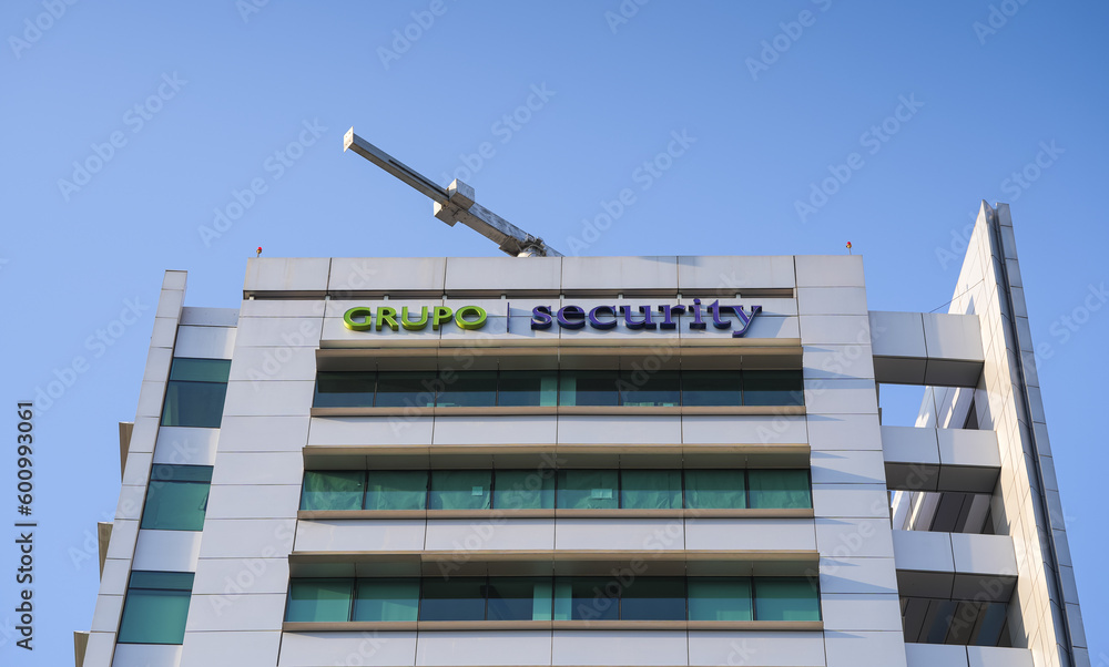 The logo sign of Grupo and Banco security headquarters office building ...