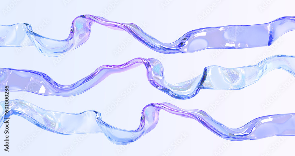 Glass ribbons wave lines on abstract geometric background 3d render ...