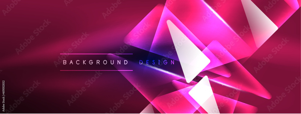 Neon lights hacking geometric background, virtual reality or artificial ...