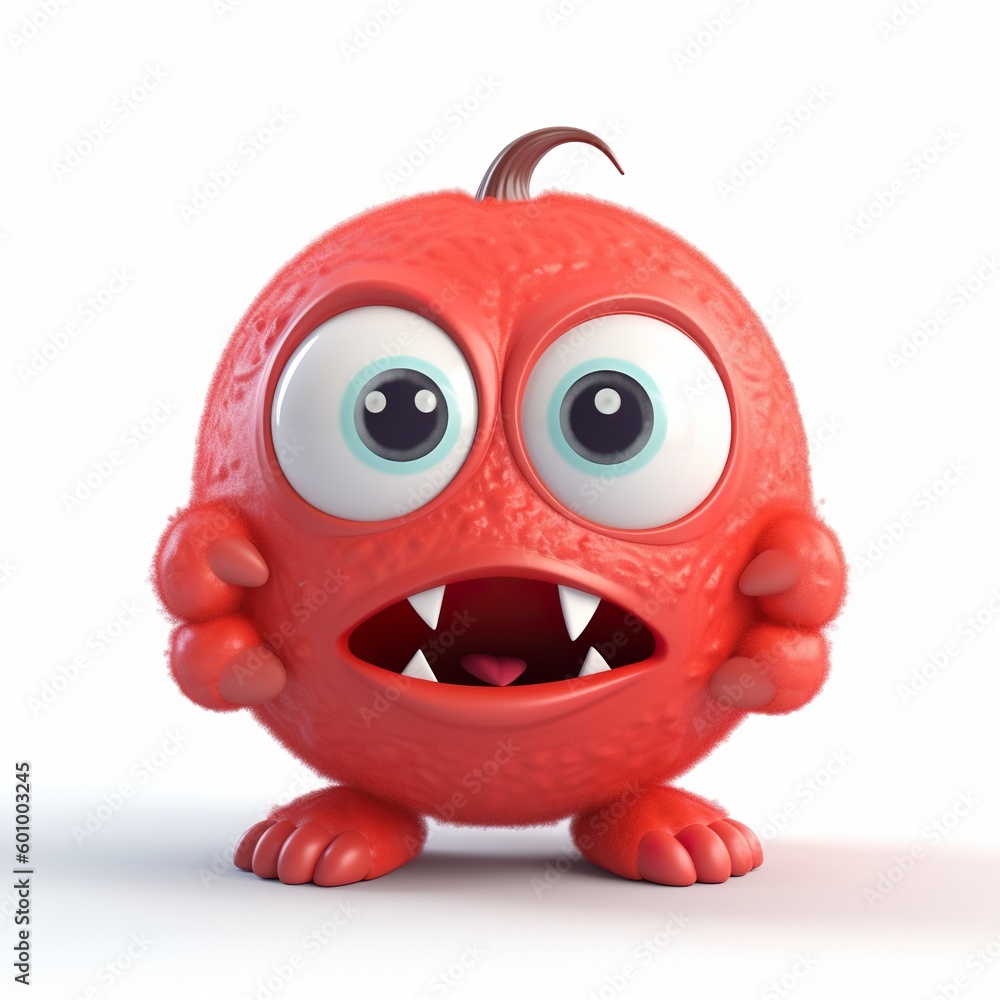 An angry 3D red apple monster cartoon powered by AI generative ...