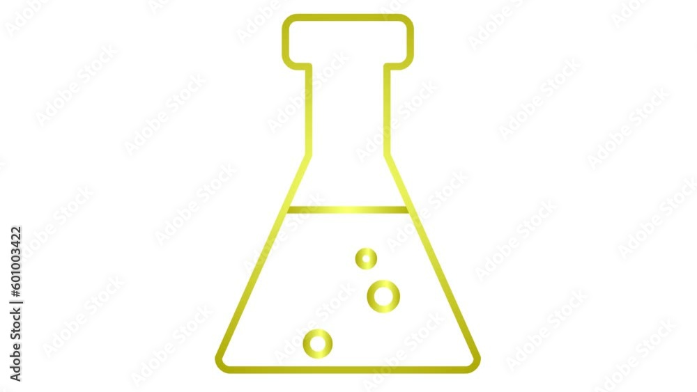 Animated golden beaker with liquid. Symbol of analyses. Concept of ...