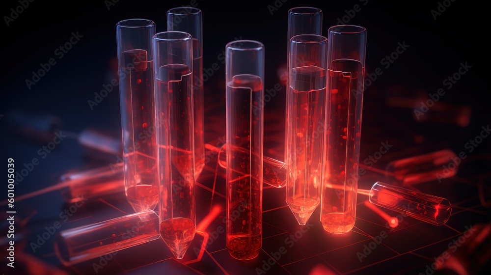 Low poly medical tube icon with blood and falling drops of blood ...