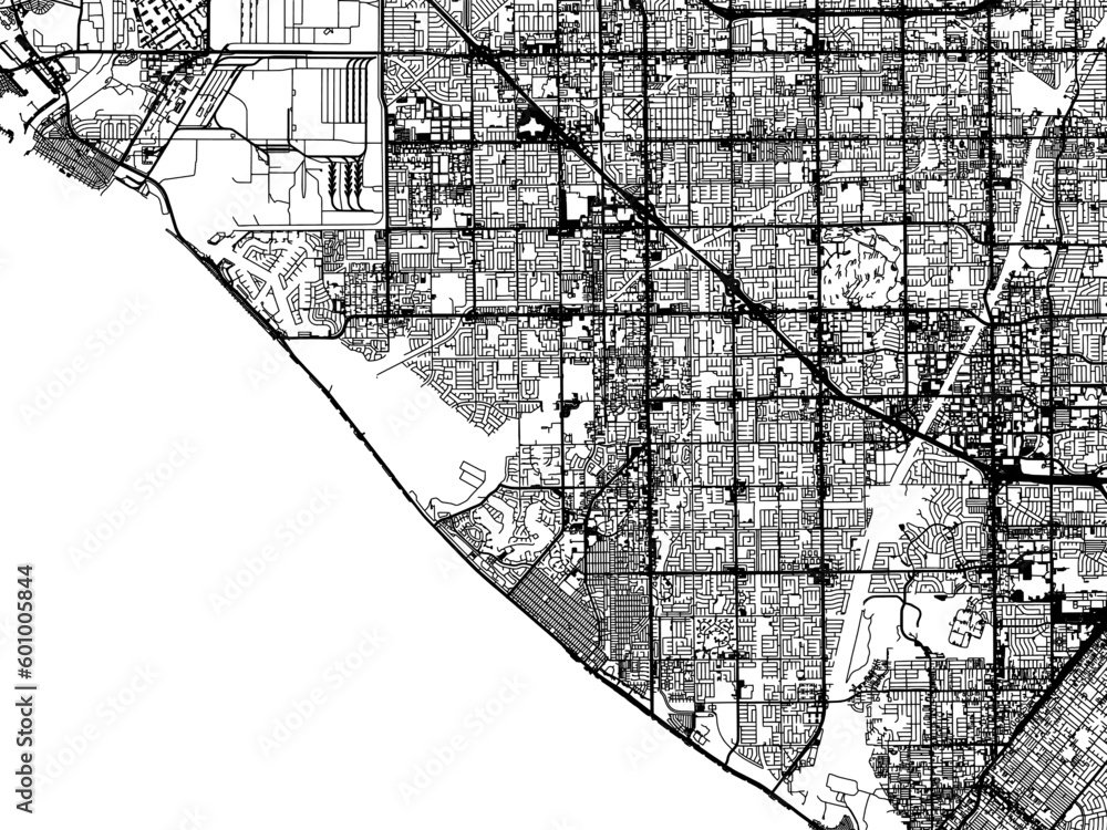 Vector road map of the city of Huntington Beach California in the ...